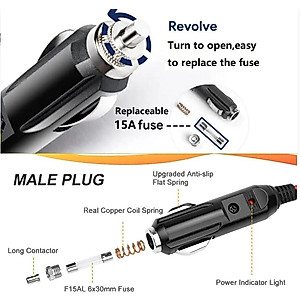 MJPOWER 12V/24V Car Charger Cable for Jackery Explorer 700 Plus /1000 Plus /2000 Plus /3000 Pro Portable Power Station Jackery E700 Plus E2000 Plus E1000Plus E3000 Pro Solar Generator DC Power Cord