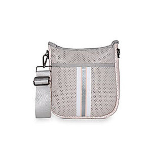 Haute Shore - Jeri Shell Crossbody Tote,Greige Coated W/White,Greige,& Peach Stripe
