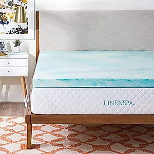 Linenspa 3 Inch Gel Swirl Memory Foam Mattress Topper with Machine-Washable-Cover