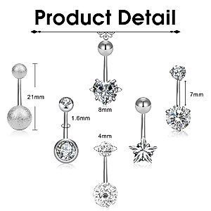 WINSENET 12PCS 14G Belly Button Rings Belly Piercing Jewelry Stainless Steel Cute Belly Rings for Women Navel Rings Piercing Jewelry with Gift Box