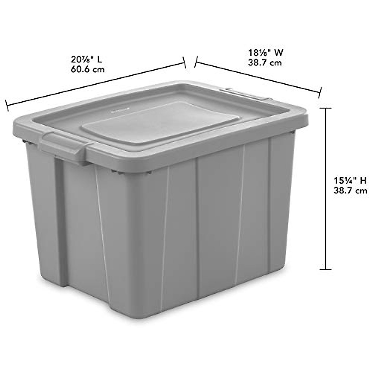 Sterilite 18 Gal Tuff1 Storage Tote, Stackable Bin with Lid, Plastic Container to Organize Garage, Basement, Attic, Gray Base and Lid, 6-Pack