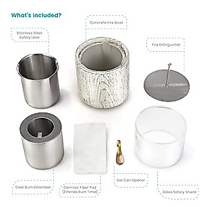 Home Zone Living Concrete Portable Tabletop Round 4.7" Mini Fire Pit Bowl, Wick Included, Indoor, Outdoor Use, Patio, Deck, Balcony Safe, Ethanol Alcohol, Smokeless, Long Burning, Fireplace, Soot Free