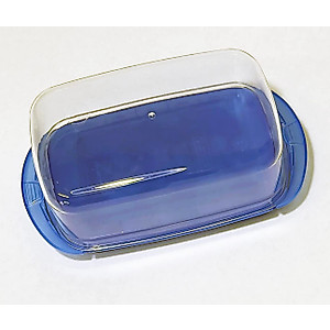 Sana Enterprises Butter Dish (Blue) with Lid (Clear) Lightweight Butter Keeper with Cooling Pack for Keeping Butter, Margarine, Spreads, Or Cheeses Cool and Fresh, Ideal for inside & outside Dining