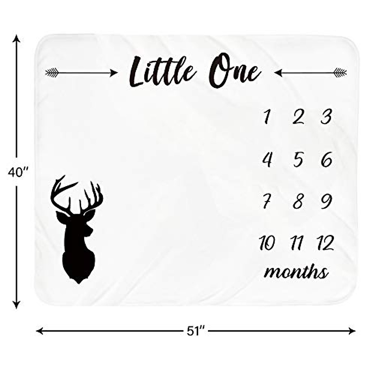 Tebaby Baby Monthly Milestone Blanket Boy - Newborn Month Blanket Unisex Neutral Personalized Shower Gift Deer Antlers Nursery Decor Photography Background Prop with Frame Large 51''x40''
