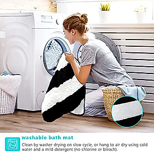 WEIDUOYI Microfiber Bathroom Rugs, Non-Slip Shaggy Soft Bath Rug, Thick Plush Bathroom Mat, Ultra Absorbent and Machine Washable Dry Bath Mats for Bathroom, (16" x 24", Black)