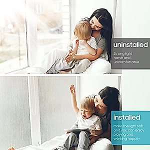 Viseeko Privacy Window Film: Frosted Glass Window Film Non-Adhesive Static Cling Window Film Sun Blocking Removable Room Decor for Bathroom Home Office (Silver Silk, 23.6 x 78.7 inches)