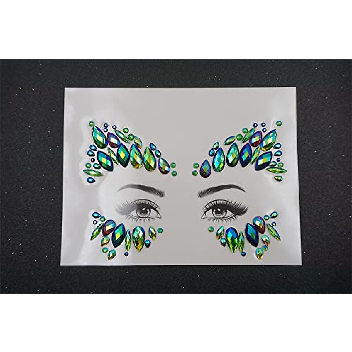 Face Jewels festival halloween face Tattoo body gems Bindi Glitter Eyes rhinestone Forehead Sticker DIY Face Decoration Face Gems Rhinestone Temporary Tattoo Sticker(emerald ab/SR14)