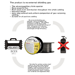 Gasless Flux Cored Welding Wire, Stainless Steel, E308LFC-O. 035-Diameter, 1 Pound Spool, Silver, Package of 1