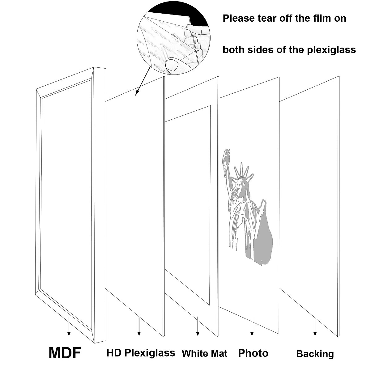 SESEAT 12x16 Picture Frame, Black Poster Frames Display 9x12 with Mat or 12x16 without Mat, 1 Pack
