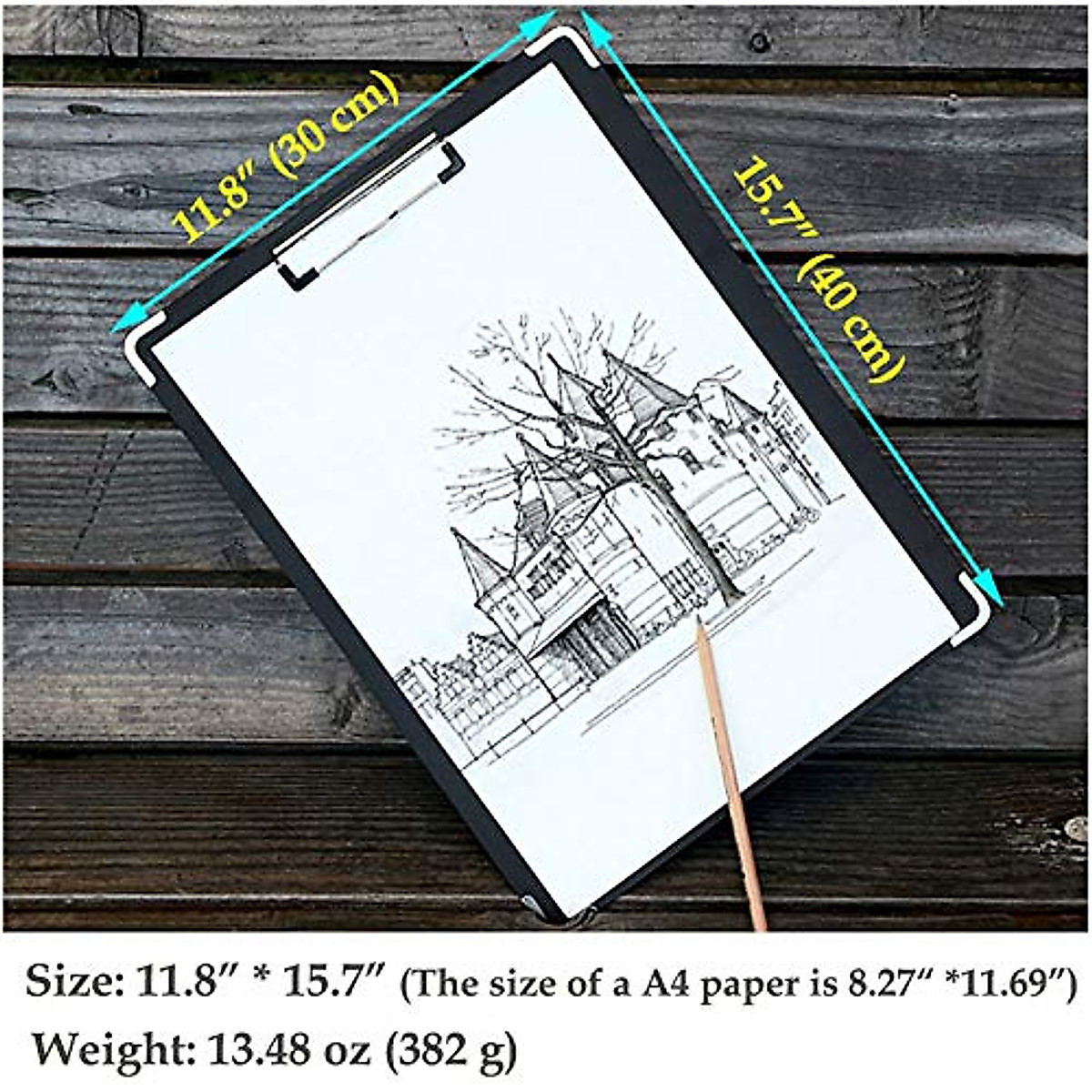 Artist Sketch Board Covered with Water Proof Fabric - Black Painting Drawing Clipboard – Art Supply for Classroom Studio Travel or Field Use, Size 15.7" by 11.8" (L x W, 30 x 40 cm)