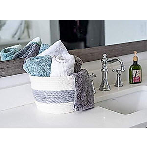 LITTLE HIPPO 3 Pcs Big Blanket Basket Living Room - (21"x16") Extra Large Rope Woven Baskets for Storage | 100% Natural Cotton Decorative Toy Basket with Handles | Boho Laundry Basket for Floor