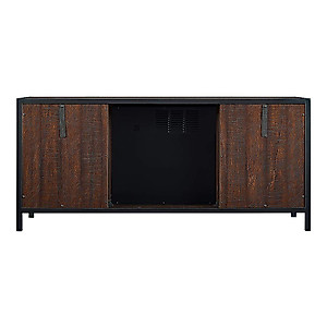 HearthPro Matthew Media Entertainment Console with Metal Frame & Fireplace - Brown Wood, SP6556-OF