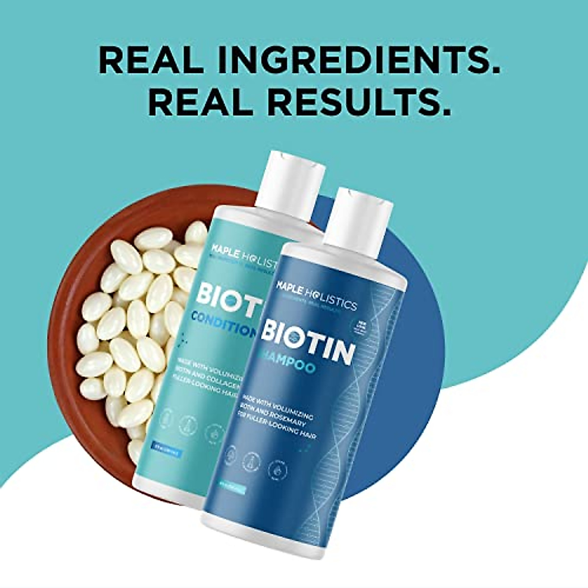 Volumizing Biotin Shampoo and Conditioner Set - Sulfate Free Shampoo and Conditioner for Dry Damaged Hair Care - Thinning Hair Shampoo and Conditioner with Nourishing Biotin Coconut Oil and Keratin