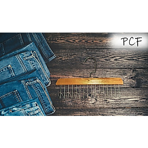 2 Pack Non-Slip Wooden Hanger for Closet, 360 Degree Space Saving Hanger, Organize and Storge Hanger with 8 Hooks, Bra Hanger, Tank top Hanger, Belt Hanger, Tie Hanger, Scarf Hanger, Lingerie Hanger