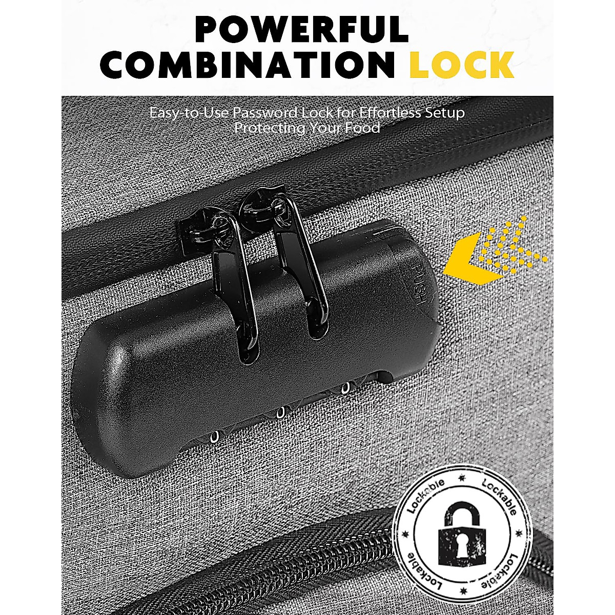 SafeDelux Insulated Lunch Bag with Combination Lock, Durable Lunch Bag Leakproof Cooler Bags Large Insulated Lockable Lunch Bag with Adjustable Shoulder Strap for Men Women (Grey)