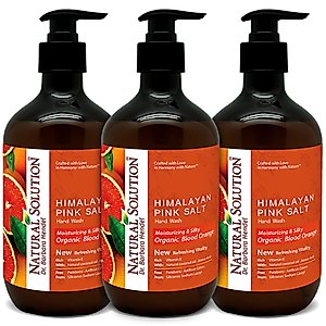 Natural Solution Hand Wash - Moisturizing Blood Orange & Himalayan Pink Salt Liquid Soap - 14 oz (Pack of 3) | Hydrating & Gentle Formula | Ideal for Daily Use
