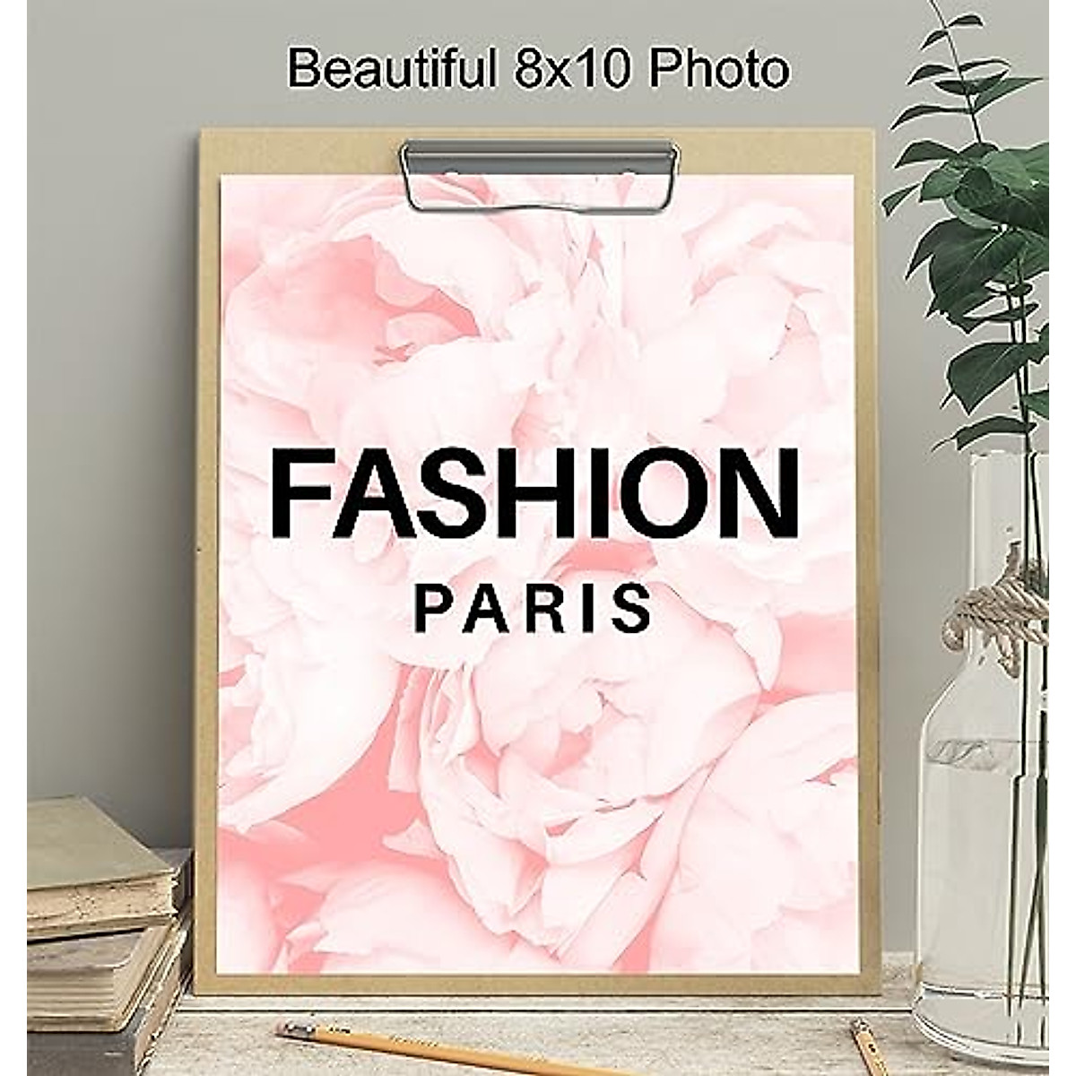 Designer Fashion Wall Art & Decor - 8x10 Glam Room Decor - Luxury Living room Home Decor - Designer Wall Art Poster Picture - Pink Bedroom Wall Art - Couture Glamour Wall Art - Luxury Gift for Woman