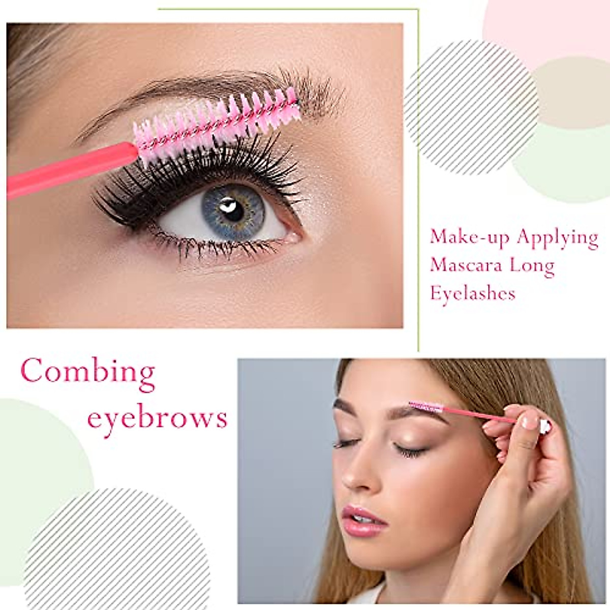 30 Pieces Disposable Eyebrow Brushes with Tubes Mascara Wand Tube Brushes Eyelash Mascara Brushes Diamond Eyelash Tubes with Transparent Cylinder Packaging for Women Girls Makeup (Pink)