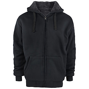 Gary Com Heavyweight Hoodies for Men, 1.8 lbs Sherpa Lined Fleece Full Zip Plus Size Sweatshirt Jackets Outwear (Black, M)