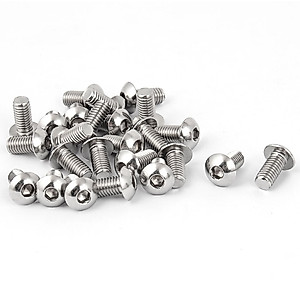 uxcell M5 x 10mm Stainless Steel Button Head Socket Cap Screw 25 Pcs