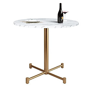 KithKasa 31.5" Round Dining Table with White Faux Marble Wood Top and Golden Metal Legs, Mid Century Modern Kitchen Table for Small Space Dining Room, Seat for 2-4