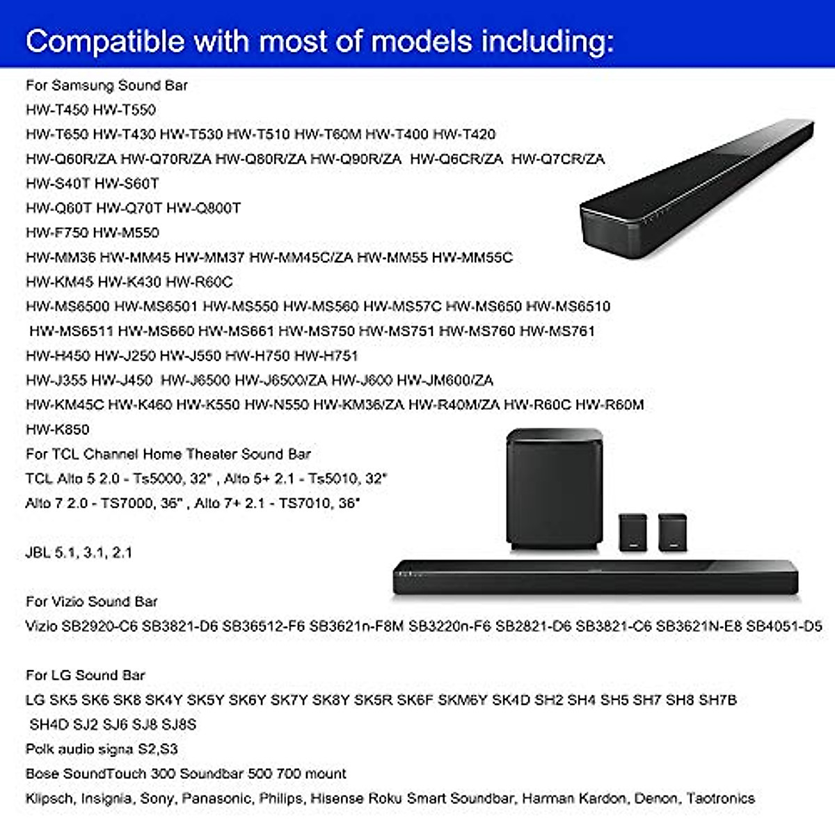 Suixing Sound Bar Mounts Universal Wall Mount Kit Mounting Bracket Compatible Most of Soundbars Wall Mount Brackets with Hardware Kit