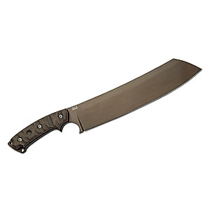 Tops Knives El Chete Fixed Blade Knife with Midnight Bronze Blade Finish, Rocky Mountain Tread Handle, and Black Kydex Sheath with Steel Belt Clip, ELCH-01-RMT