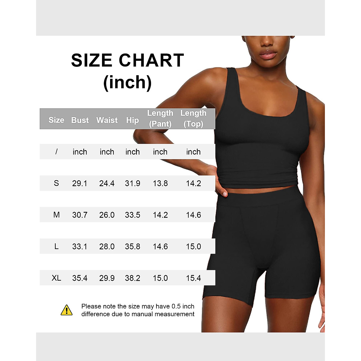 Ribbed 2 Piece Set for Women Sleeveless Crop Tank Top High Waist Shorts Casual Yoga Lounge Sets Black S