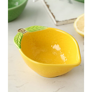 Mozacona 4pcs Ceramic Appetizer Plates Lemon Shape Side Dishes Seasoning Plates