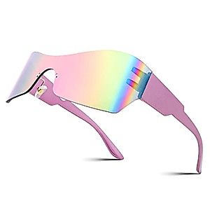 FEISEDY Fashion Rimless Futuristic Wrap Around Sunglasses Women Men punk Visor Sunglasses B2329