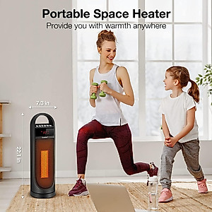 GiveBest 22'' Portable Tower Space Heater 1500W Ceramic Oscillating Electric Room Heater, 3 Modes, Remote Control, with Thermostat and Timer, Overheat & Tip-Over Protection for Bedroom, Office, Indoor