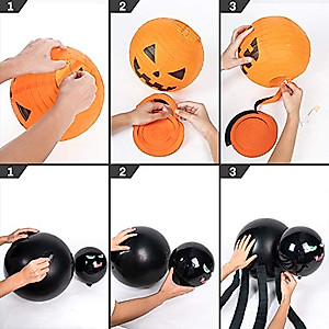 DECORLIFE Halloween Party Decorations, Halloween Decorations Indoor Including Happy Halloween Banner, Wire Lanterns, Hanging Swirls, Castle and Bats Centerpiece, Spiders and Web, Balloons