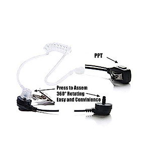Replacement Acoustic Coil Tube with Clip for Walkie Talkie Earpieces of Baofeng Retevis Midland Kenwood Luiton Two Way Radios Headset (10 Tubes)