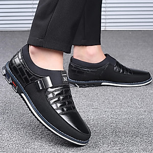 COSIDRAM Men Casual Shoes Sneakers Loafers Walking Shoes Lightweight Driving Business Office Slip on Black 12
