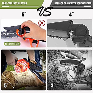 Mini Chainsaw 6 Inch Cordless, Zeeksaw Super Power Hand Chain Saw with Battery, 1 Hour Run-Time Electric Chainsaw Cordless, Small Handheld Chainsaw Battery Powered, Electric Mini Chain Saw - Tree Wood