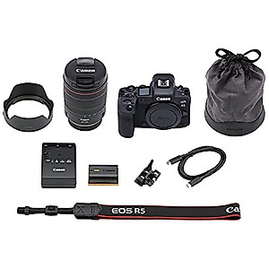 R5 Mirrorless Digital Camera with RF 24-105mm f/4L is USM Lens + 75-300mm F/4-5.6 III Lens + 128GB Memory + Case + Filters + Tripod (26pc Bundle) (Renewed)