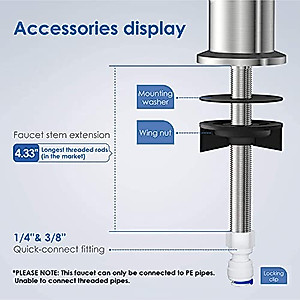 Waterdrop Drinking Water Faucet, Reverse Osmosis Faucet, RO Faucet, Filtered Water Faucet, Water Dispenser Faucet, Water Filter Faucet for Kitchen Sink, Beverage Faucet, Stainless Steel, Lead-Free
