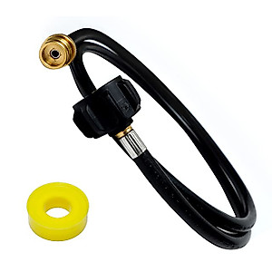 Propane Link 5FT Propane Hose Adapter 1lb to 20lb - Propane Adapter Hose for Weber/Coleman/Blackstone Grill Smoker Camping Stove & Larger Propane Tank, Mr Buddy Heater Adapter Hose with Plumber Tape