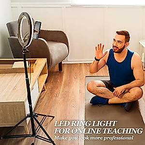 Phone Holder, 10.2" Selfie Ring Light with 65" Adjustable Tripod Stand, Dimmable LED Ring Light Kit for Tiktok/YouTube/Makeup/Photography,Selfie Stick and Ring Light 2 in 1