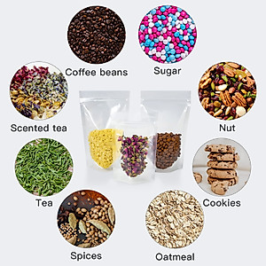 100 Pcs Resealable Bags,3.9" x 5.9"Clear Stand Up Food Bags,Zip Lock Food Storage Bags for Packaging Products,Herbs,Snack,Tea,Spices,Pet Food and Soaps