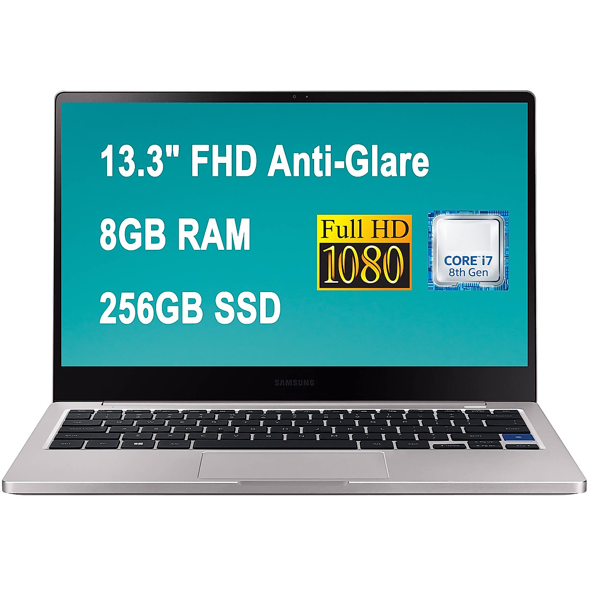 Samsung Notebook 7 13 Laptop 13.3"" FHD Anti-Glare Display Intel Quad-Core i7-8565U 8GB RAM 256GB SSD Backlit Keyboard Fingerprint USB-C Win10, Platinum Titan
