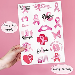 70pcs Pink Ribbon Breast Cancer Awareness Tattoo Sticker Foundation/Event/Walk/Run