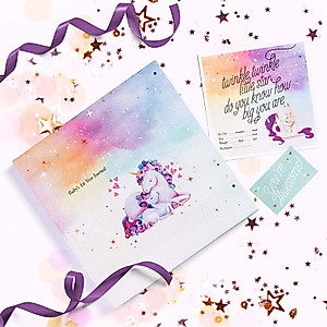 Pillow and Toast Baby Memory Book First Time Mom, Baby Books First Year Memory Book for Girls Unicorn Gift, Minimalist Baby Keepsake Journal with Pregnancy Scrapbook Postcard