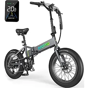 Oraimo Folding Electric Bike for Adults, 750W Brushless Motor(Peak 1000W), 48V 12Ah Hidden Battery Up to 50 Miles, 3.5H Fast Charge, 20" Fat Tire Ebike, 7 Speed Gear (Magic Gray, Standard)