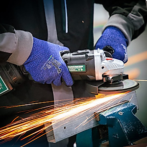 ANDANDA Cut Resistant Gloves Level C, 3D Comfort Stretch Fit, PU Coated Work Gloves with Power Grip, Ideal Work Gloves for Men/Women Handle Glass, Sharp Metal, Blue(M),1Pair