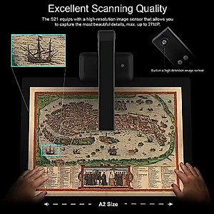 VIISAN S21 Large Format Book & Document Scanner, Capture A2, 27MP High Resolution, Auto-Flatten & Fingerprint Removal Technologies, Adjustable Height, Multi-Language OCR, Run On Windows & macOS
