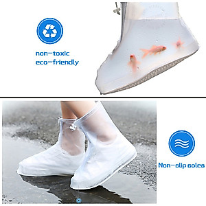 FUNLAVIE Rain Shoe Covers Non-slip Reusable Waterproof Shoe Covers for Women Men
