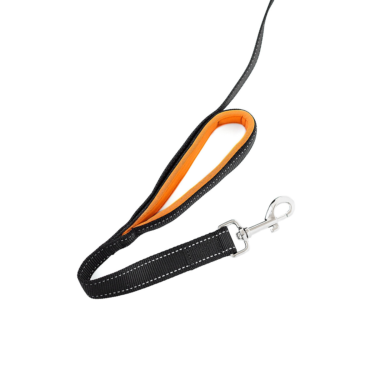 Mighty Paw Dual Handle Dog Leash - Reflective for Night Safety - Padded Leash - Dog Leash with Two Handles - Dog Leash with Carabiner Clip - Traffic Handle Leash - 6 Feet Long Dog Leash (Black/Orange)