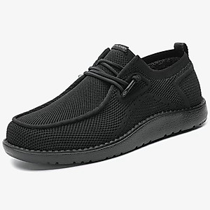1TAZERO Wide Shoes Slip in Men Orthopedic Shoes Walking Loafers with Arch Support for Wide Fit (Black 12)