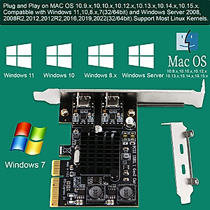 FebSmart 2X 10Gbps Max Speed USB-C Ports PCIE USB 3.1 GEN 2 Expansion Card for Windows, MAC OS and Linux PCs, Built in FebSmart Self-Powered Technology, No Need Additional Power Supply (FS-C2-Pro)
